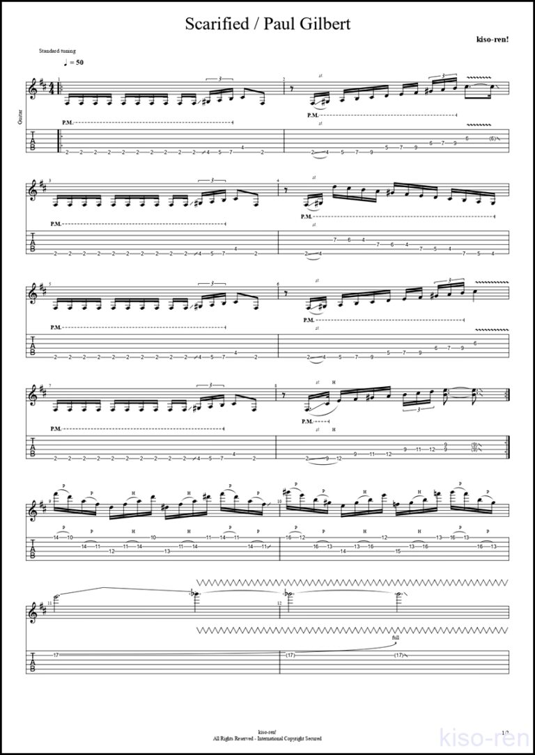 【TAB】Scarified / Paul Gilbert(Racer X) Guitar Lesson ギター ポール･ギルバート ...