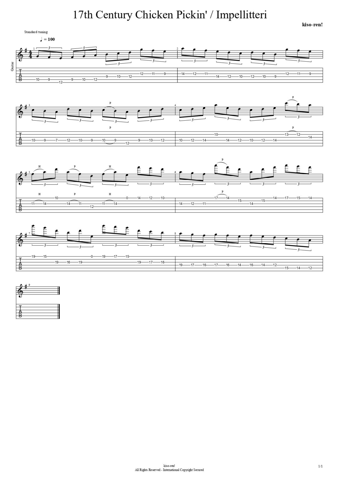 【TAB】17th Century Chicken Pickin' / Impellitteri Guitar Lesson クリス・インペリ ...