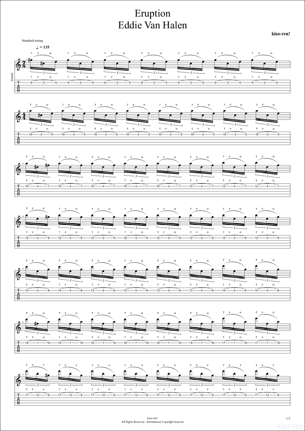 【TAB】ERUPTION / VAN HALEN TAPPING Exercise 炎の導火線/ヴァン・ヘイレン タッピング練習 ギター ...