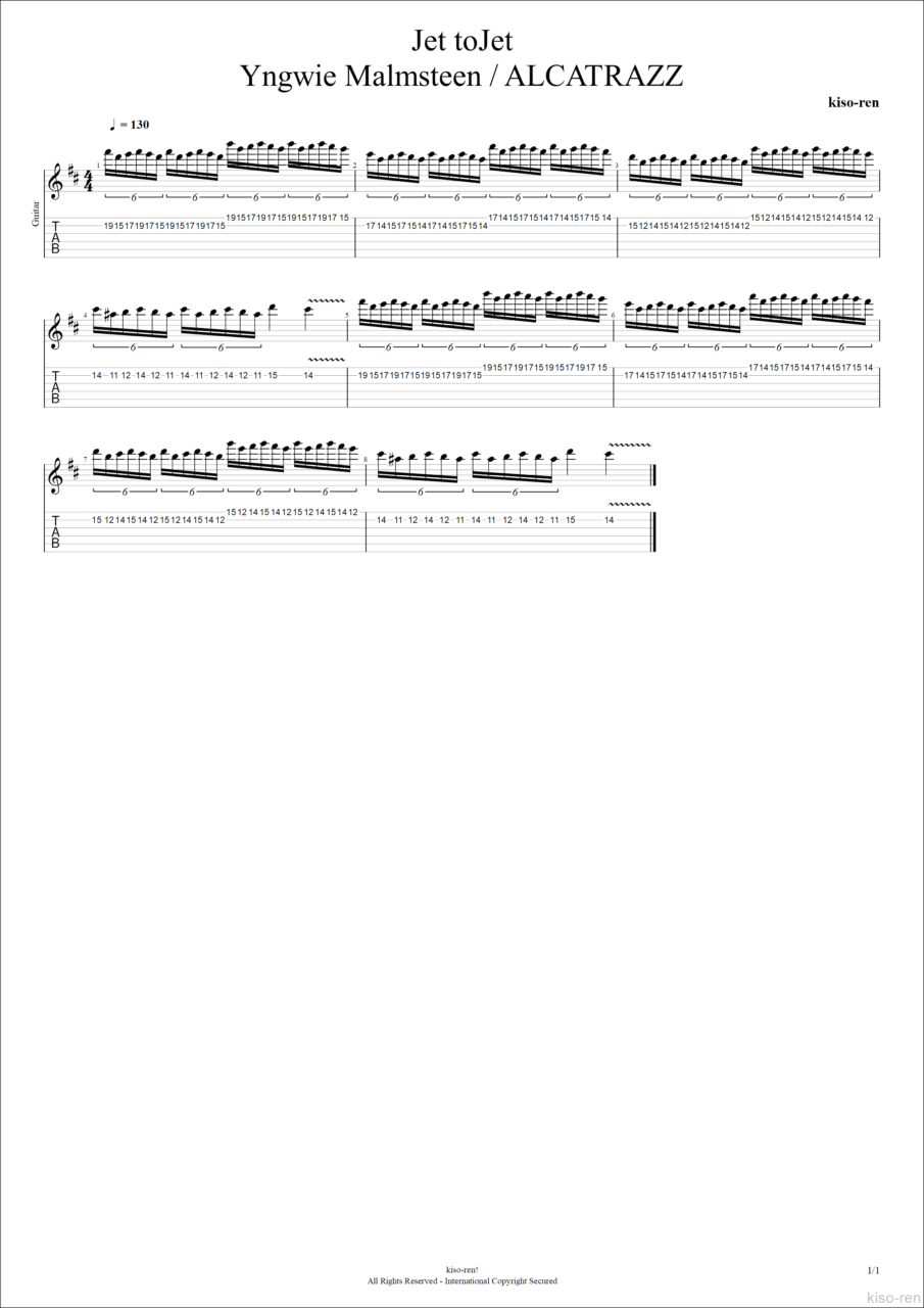 Jet To Jet TAB / Alcatrazz Yngwie Malmsteen Guitar Slow Practice イングヴェイ ...