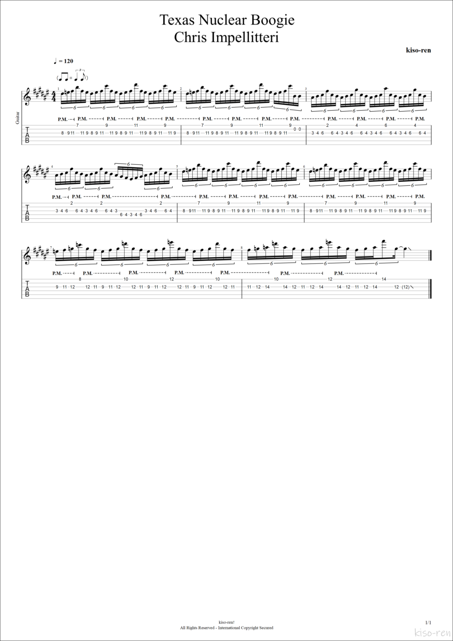 Texas Nuclear Boogie TAB Impellitteri インペリテリ テキサスナックラーブギ ギターソロ チキンピッキング ...