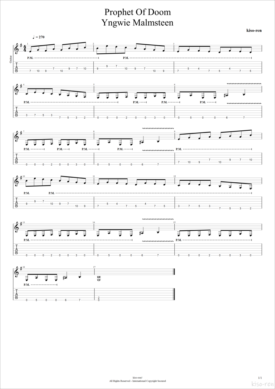 Prophet Of Doom TAB / Yngwie Malmsteen Intro main riffイングヴェイ イントロ リフ プロ ...