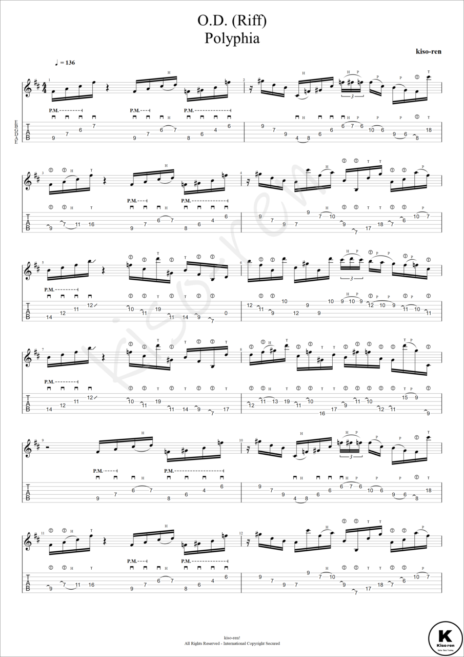 O.D.（Riff） TAB / Polyphia Intro ODイントロ ポリフィア ギター速弾き タッピング基礎練習【Guitar ...