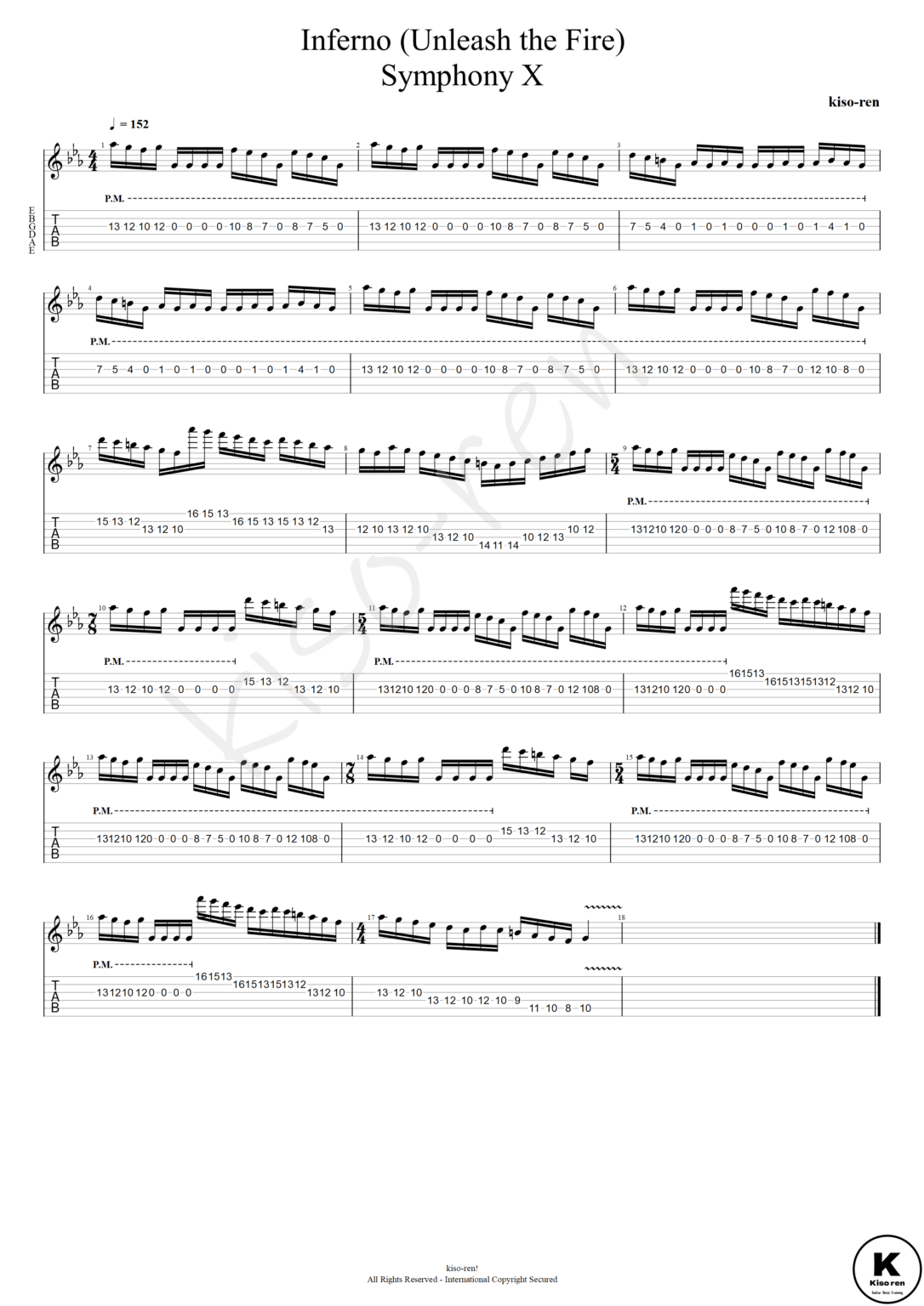 【TAB】Inferno (Unleash the Fire) / Symphony X Intro Guitar Michael Romeo ...